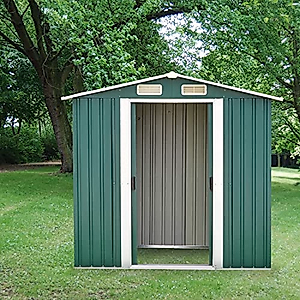 Outdoor Garden Metal Shed 6' X 4' Storage Shed Utility Tool Backyard Lawn Green w/Door