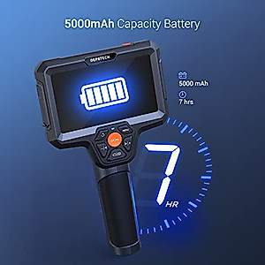 DEPSTECH 5" IPS Display Endoscope, Dual Lens Inspection Camera with Light, 7.9 mm HD Borescope, Sewer Camera with LED Flashlight, 32 GB, 5000 mAh Battery, Carrying Case, Detachable Snake Camera-16.5ft