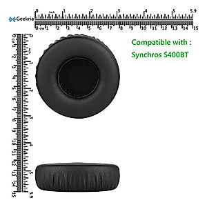 Geekria QuickFit Replacement Ear Pads for JBL Synchros S400BT Headphones Ear Cushions, Headset Earpads, Ear Cups Cover Repair Parts (Black)