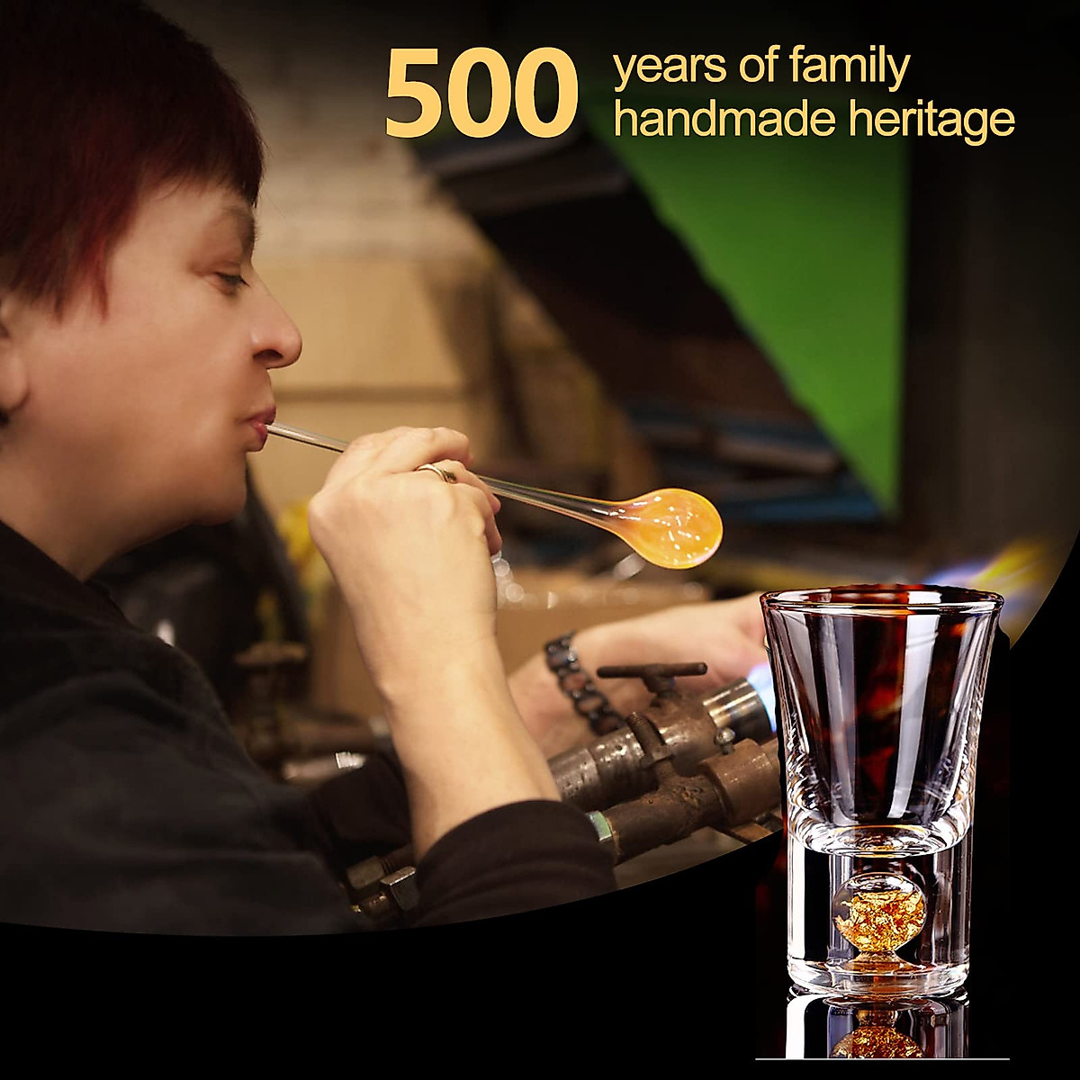 mwater Luxury Version Handmade Crystal 24K Gold Rimmed Shot Glasses,No Bubbles