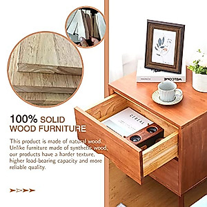 Mid Century Modern Grooved Handle Wood Nightstands Side Table Bedroom Storage Drawer and Shelf Bedside End Table, 2 Drawer (Caramel)