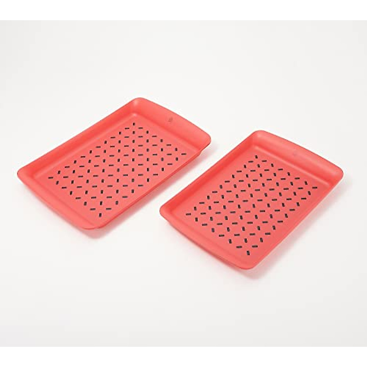 Henning Lee 2-Pc Medium & Large Rectangle Non-Slip Serving Trays-New (Red)