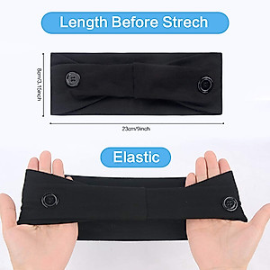 SUNLAND Headband with Buttons for Face Masks and Covers Unisex Elastic Hair Band for Ears Protection Bandannas for Head Wraps 3 Pack Black