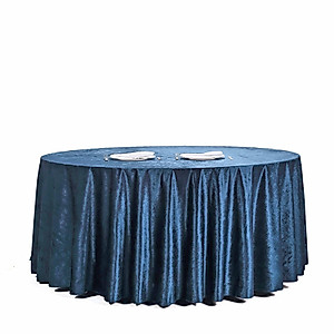 Tableclothsfactory 120 Inch Navy Blue Round Tablecloth - Premium Velvet Table Cloth for Wedding, Party, Banquet, and Events