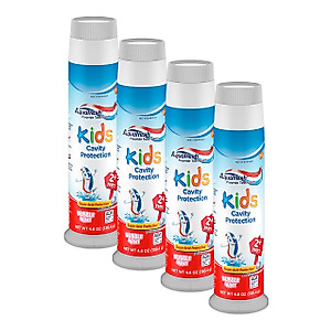 Aquafresh Kids Fluoride Toothpaste Bubble Mint Pump - 4.6 oz, Pack of 4