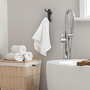 MyGift Vintage Dark Brown Cast Iron Coat Hooks, Southwestern Style Cactus Shape Wall Mounted Entryway Hanging Hook or Bathroom Towel and Robe Hangers, Set of 2