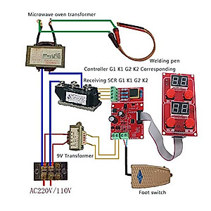 Taidacent NY-D01 DIY Spot Welder Controller 40A Adjustable Spot Welding Time and Current Controller Digital Display Spot Welding Machine Transformer Control Board (40A spot welder control panel)