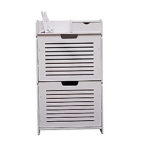 LYNICESHOP Shoe Cabinet Tipping White Shoe Cabinet, Modern Shoe Storage Cabinet with 2 Flip Doors, Shoe Rack Storage Organizer, Portable Shoe Rack Organizer, Shoe Cabinet for Heels, Slippers