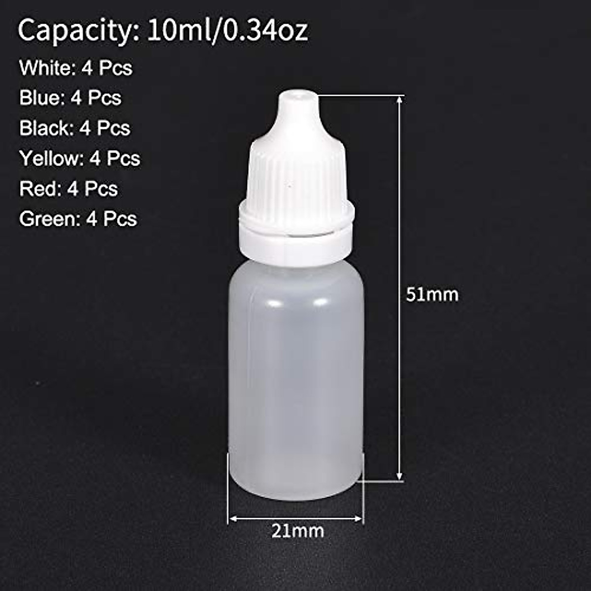 uxcell Plastic Dropper Bottles, 10ml/0.34 oz Empty Squeezable Dropper Bottle with Cap, Pack of 24