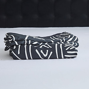 Simple&Opulence Boho Cooling Duvet Cover Set, 3Pcs Aztec Luxury Tribal Geometric Pattern Comforter Cover Set 100% Viscose from Bamboo, Soft Breathable Bedding for Hot Sleepers(Black, King)