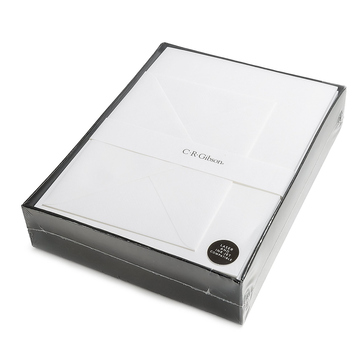 C.R. Gibson White Boxed Letter Papers with Envelopes, 40pc, 6'' W x 8'' H