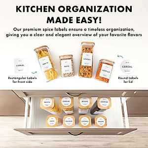 Square Glass Storage Containers with Bamboo Lids 12-Pack (4x 30 oz, 8x 17 oz) Airtight Storage Jars with Lids for Food, Stackable Kitchen Canisters with 114 Labels for Pantry [Thicker Glass 3mm]