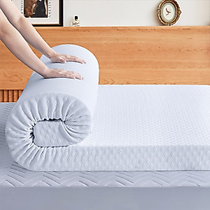 RISAR Memory Foam Mattress Topper Queen Size Bed Topper Queen 3’’ Inch High Density Mattress Cooling Gel Thick Topper for Back Pain Relief Best Soft Bed with Cover Top Mattress (60x80 Inch)