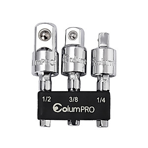 ColumPRO 3PCS 360° Rotatable Bits Storage Set,1/4" 3/8" 1/2" Impact Power Drill Sockets Adapter Extension Sets,Universal Socket Wrench Adapter Set,Right Angle Drill Attachmen Set