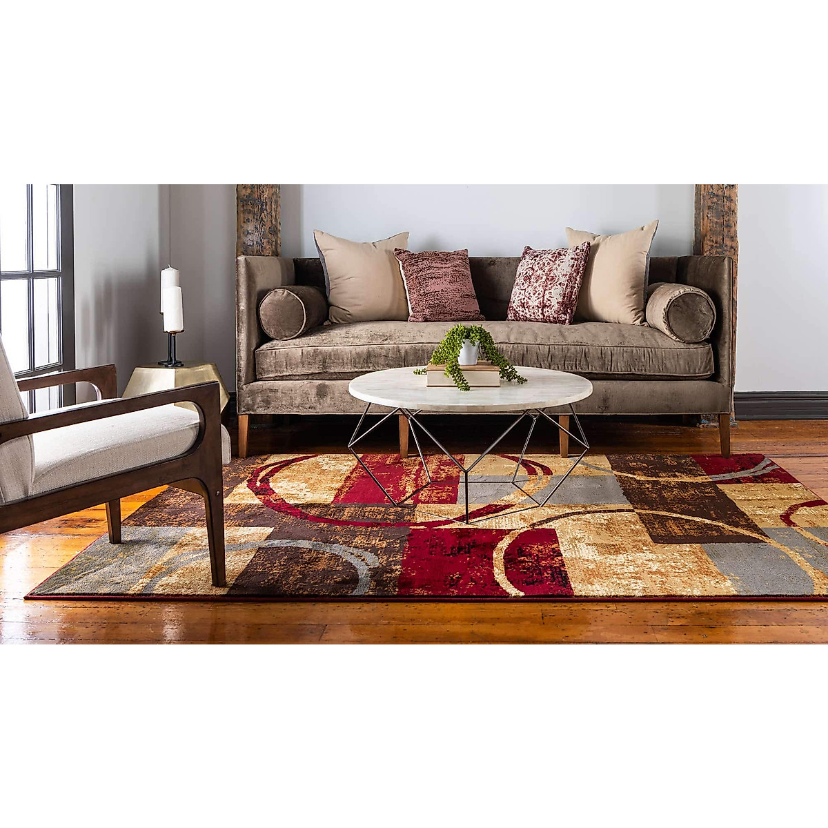 Unique Loom Barista Collection Area Rug - Kouillou (6' 1" x 9' Rectangle, Multi/ Brown)