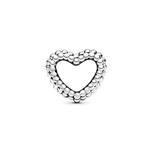 Pandora Jewelry Beaded Heart Sterling Silver Charm