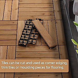Yaheetech 27PCS Interlocking Patio Deck Tiles Outdoor Flooring for Garden Poolside Fir Wood Indoor Natural Wood