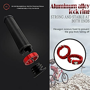 Bike Handlebar Grips, Non-Slip-Rubber Bicycle Handle Grip with Aluminum Lock, Bike Grip for Scooter Cruiser Tricycle Wheel Chair Mountain Road Urban Foldable Bike MTB BMX Beach Cruiser Scooter (Red)