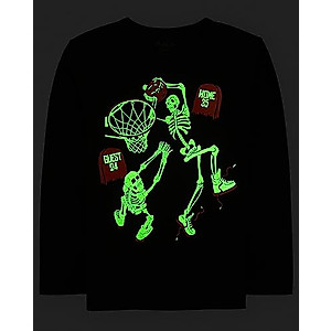 The Children's Place,Long Sleeve Halloween Graphic T-Shirt,Black,Medium (7/8)