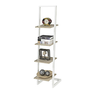 Convenience Concepts Designs2Go 4 Tier Ladder Bookshelf, Ice White / White