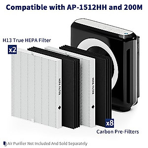 2-Pack Airmega AP-1512HH Filter Set Replacement for Coway Airmega AP-1512HH and 200M Air Purifiers, 2 True HEPA and 8 Carbon Pre-Filters, Compared to Part # 3304899
