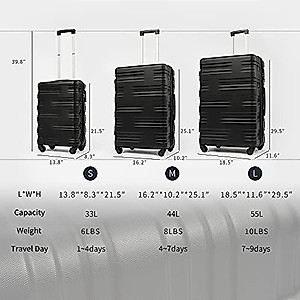 Merax Luggage Sets 3 piece Carry on Luggage Suitcase Sets of 3, Hard Case Luggage Sets Clearance Expandable