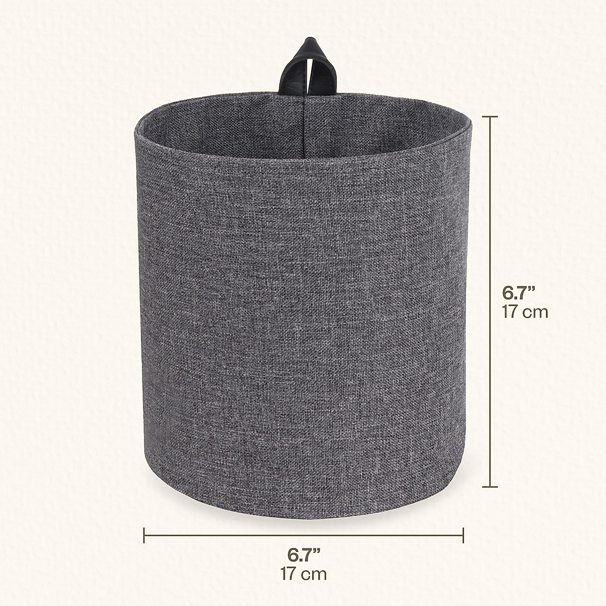 Bigso Soft Hang Around Hanging Storage Basket Small | Hanging Wall Basket for Organizing Everyday Necessities | Collapsible Wall Hanging Storage Basket for Closets | 6.7″x6.7″ | Small | Grey
