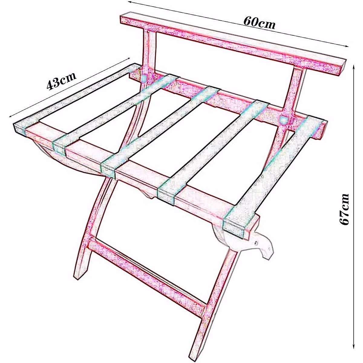 Guest Room Luggage Rack, Folding Suitcase Stand Luggage Rack Suitcase Stand 2 Pieces Foldable Travel Bag Floor-Standing Solid Wood Multifunction Hotel Easy to Carry,2 Colours (Color : A, Size : 60x43x