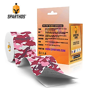 Sparthos Kinesiology Tape [Wild Pink Camo - 16.4ft Uncut Roll] x Ice Packs for Injuries [Size Medium + Cover]