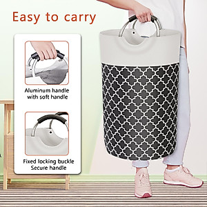 DoReFaSol Laundry Baskets,Laundry Hamper,Collapsible Clothes Baskets Dirty Storage for College Dorm and Home, Clothes Basket with Foam Protected Aluminum Handles 82L (Black Lantern Print)