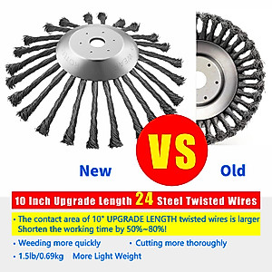 NeJesZoe 10 inch Unbreakable Steel Wire Weed Brush Cutter Trimmer Head,Lightweight Wired Trimmer Blade for Weed Trimmer,Wired Weed Trimmer Attachments Head (Adapters not Included)