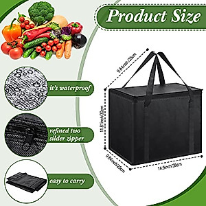 7 Pack Reusable Grocery Bags Foldable Shopping Bag and Zippered Insulated Food Delivery Bag Insulated Cooler Bag with Handles Set for Shopping Accessories, Black