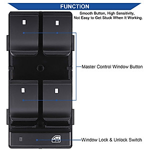Obaee Driver Side Power Master Window Switch, Compatible with Chevy Silverado/Chevrolet Traverse/HHR/2007-2013 GMC Sierra/Yukon/Buick Enclave Replace OE 20945129 25789692