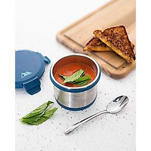 Arctic Zone Leak Proof Thermal Vacuum Insulated Food Jar Container with Safe & Easy 4 Lock Lid for Hot and Cold Food, 16oz Capacity - Blue