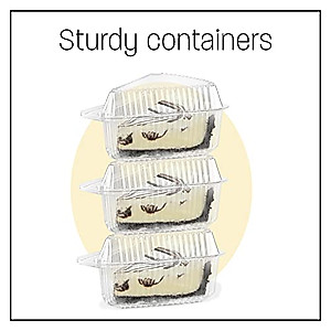 Cake Slice Container-Clear Cake Cheesecake Pie Slice Containers with Medium Dome Lid, Disposable Hinged, Pack of 50