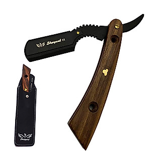 Professional Wood Barber Edge Razor-Salon Quality Cut Throat Shavette Straight Razor, Premium Stainless Steel Quality Single Blade Straight Edge - Moustache & Beard Shaper Men's Manual Shaver Safety