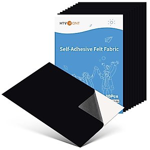 HTVRONT Black Felt Fabric - 10Pcs Self Adhesive Felt Sheets with Adhesive Backing, Soft Black Velvet Felt Drawer Liner for Art & Crafts, Jewelry Box Felt Liner(8.3" x 11.8")