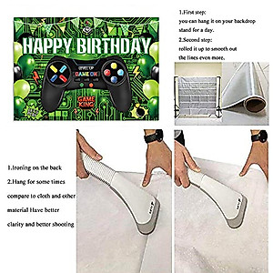 Video Game Theme Party Backdrop Video Game Happy Birthday Backdrop for Game Fans Boys Room Wall Decoration Game Party Photograph Background 7x5ft