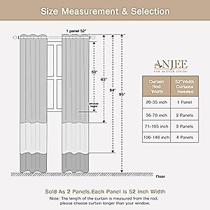 Anjee 100% Full Blackout Curtains for Bedroom 84 Inches Long 2 Panels Set, Textured Linen Living Room Darkening Curtain Light Blocking Window Drapes with Thermal Insulated Liner,Green,52 X 84 Inch