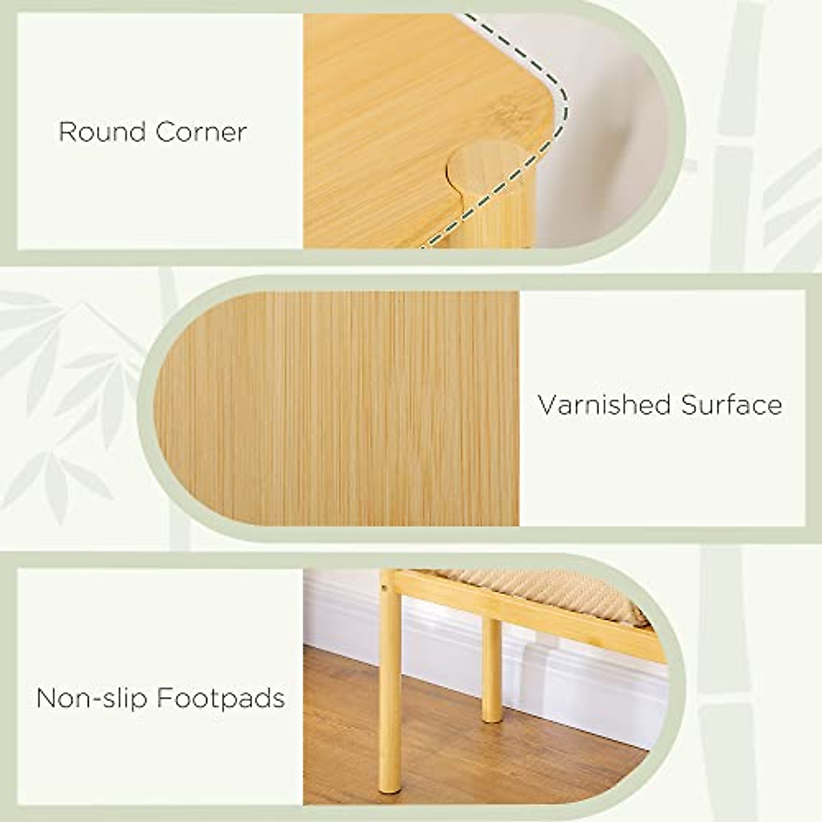 HOMCOM Bamboo Shelf, 2-Tier Multifunctional Storage Shelf, Plant Flower Stand for The Bathroom, Kitchen, and Living Room Storage, Natural