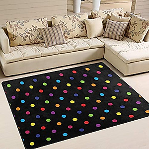 WIHVE Area Rugs for Bedroom Living Room Colorful Polka Dot Black Decorative Floor Rugs Large Rug 5 x 7 Feet
