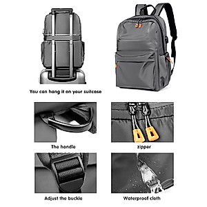 Lightweight Casual Laptop Backpack for Men and Women, MCWTH Sport Backpacks Travel College School Bookbag (Grey)