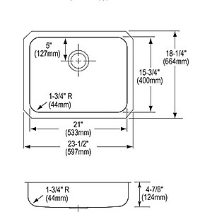 Elkay ELUHAD211550 Lustertone Classic Single Bowl Undermount Stainless Steel ADA Sink
