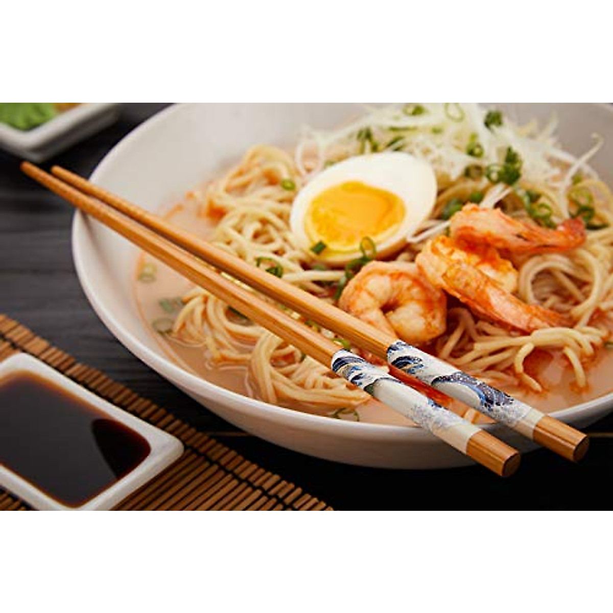 Japanese Wooden Chopsticks for Sushi Ramen Natural Bamboo Chopsticks Reusable 5 Pairs Gift Set MADE IN JAPAN … (Variation 1)