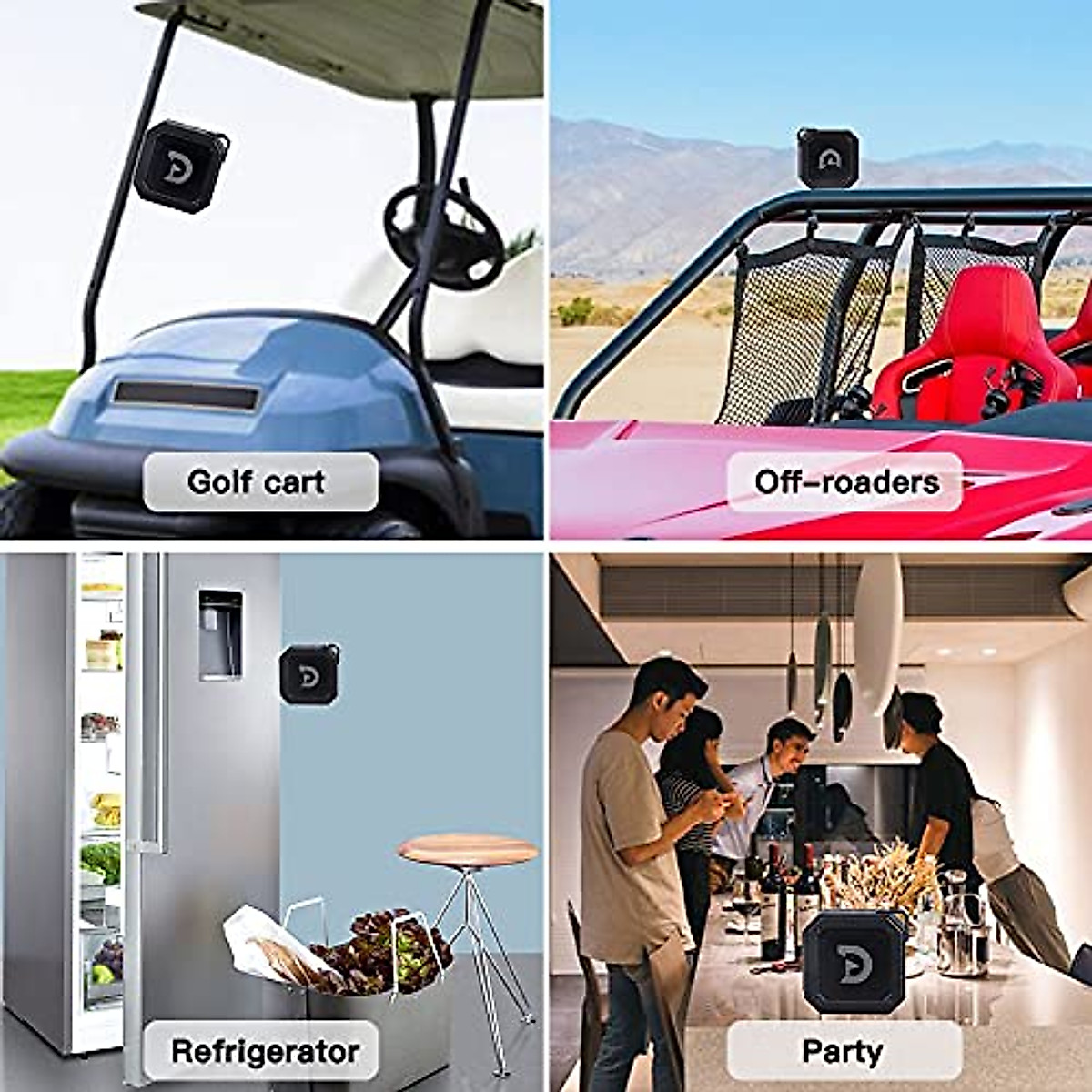 ACHIX Bluetooth Speaker for Golf Cart, Magnetic Portable Wireless Speaker with Loud Stereo Sound Bass Boost 20 Hours Play IPX7 Waterproof, TWS & SD Card Function(with Storage Case, Black)