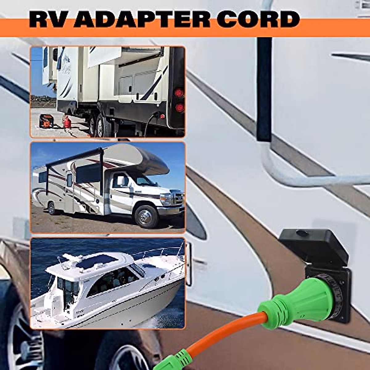 Flameweld RV Adapter Cord - NEMA 5-15P Male to SS2-50R Twist Lock Female, 50 Amp to 15 Amp 110 RV Adapter Cord with Locking Connector, 7500W STW 10/3 AWG RV Generator Cord, UL