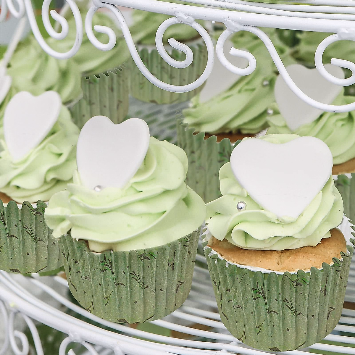 Whaline 600Pcs Greenery Cupcake Liners Eucalyptus Olive Leaf Baking Cups Sage Green Wedding Cupcake Wrappers for Baby Shower Wedding Bridal Showers Birthday Party Decorations