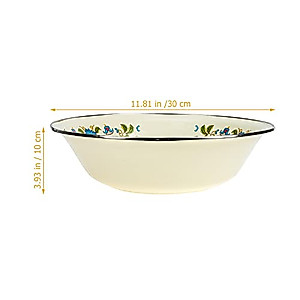 Cabilock Retro Serving Bowls Enamel Basin Vintage Style Basin Mixing Bowl Thickened Soup Bowl Food Container Enameled Washing Basin Colored Home Enamelware Kitchen Enamel Soup Bowl