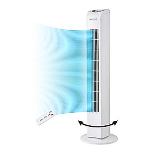 FREE VILLAGE JTF-03R 30'' Bladeless Tower Fan - 30 Inch Portable Tower Fan with Remote, 7.5 Hours Timer, 70° oscillation, Compact Size, 3 Modes and 3 Speed Settings, Safe for Kids and Pets, White