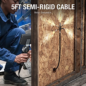 Two-Way Articulating Borescope with Light, Teslong 5-inch IPS Endoscope Inspection Camera with Articulation Head, Automotive Mechanics Fiber Optic Scope-0.33inch